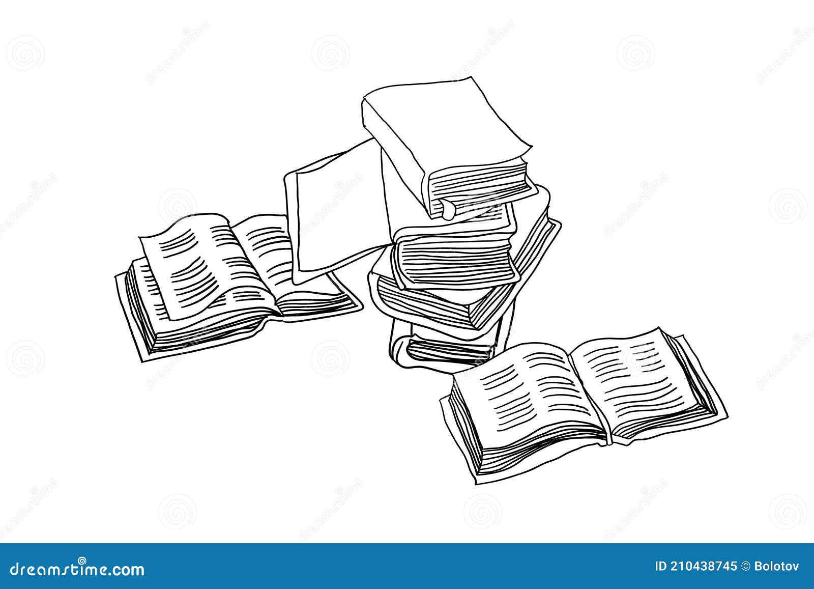Stack of Books. Vector Doodle Illustration Stock Vector - Illustration ...