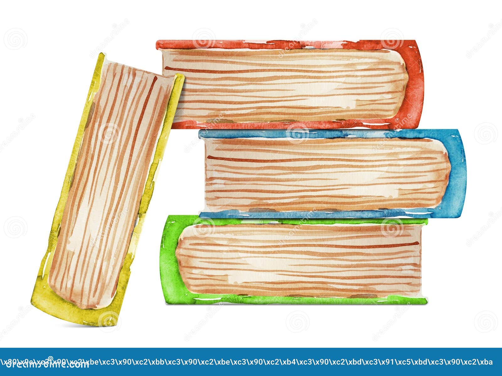 Stack of Books Watercolor Illustration Collage Stock Illustration ...