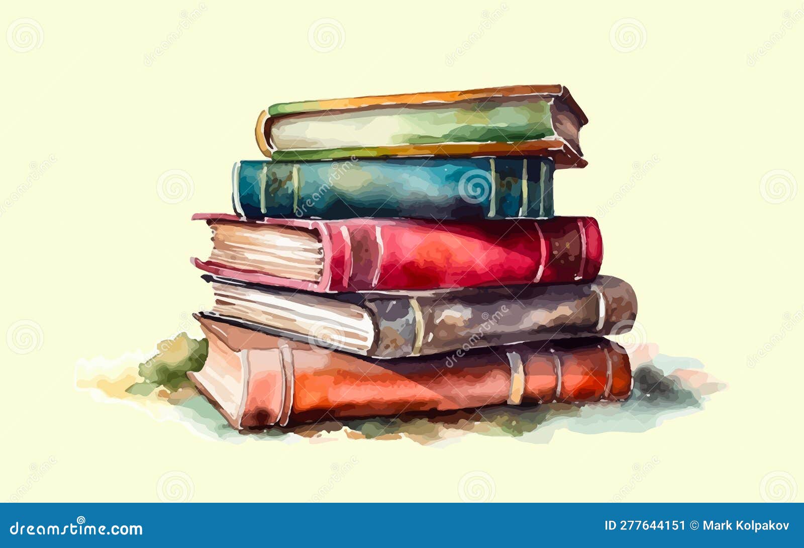 Stack of Books Watercolour, Isolated on White Background. Vector Illustration Stock Vector ...