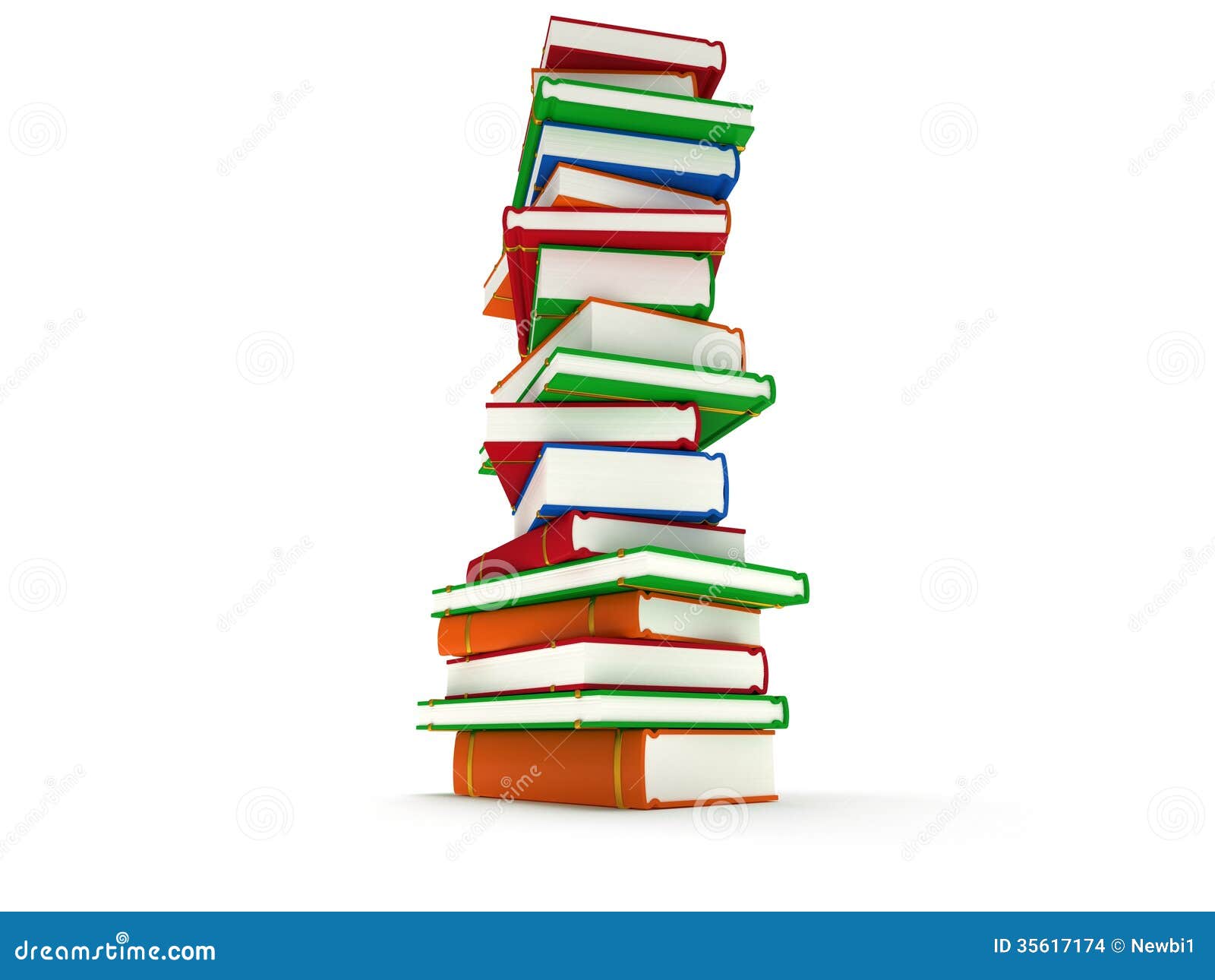 Stack of Books on White Background. 3d Render Stock Illustration ...