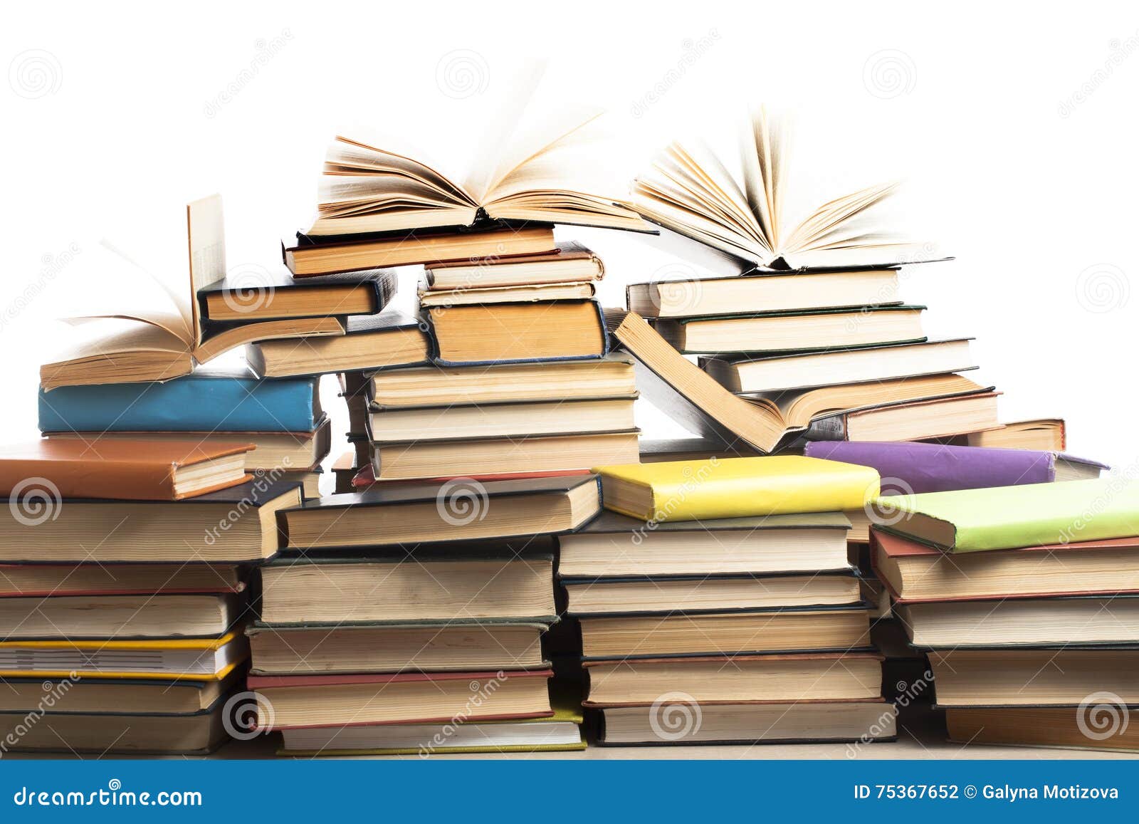 Stack of Books on White Background. Education Concept. Back To School ...