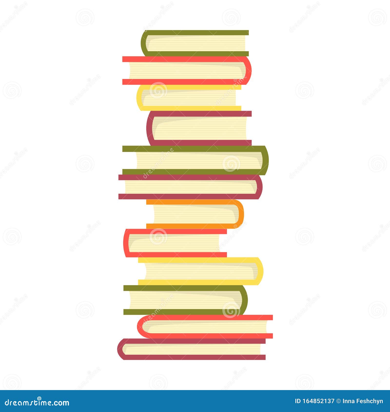 Stack of Books on a White Background. Pile of Books Vector Illustration ...