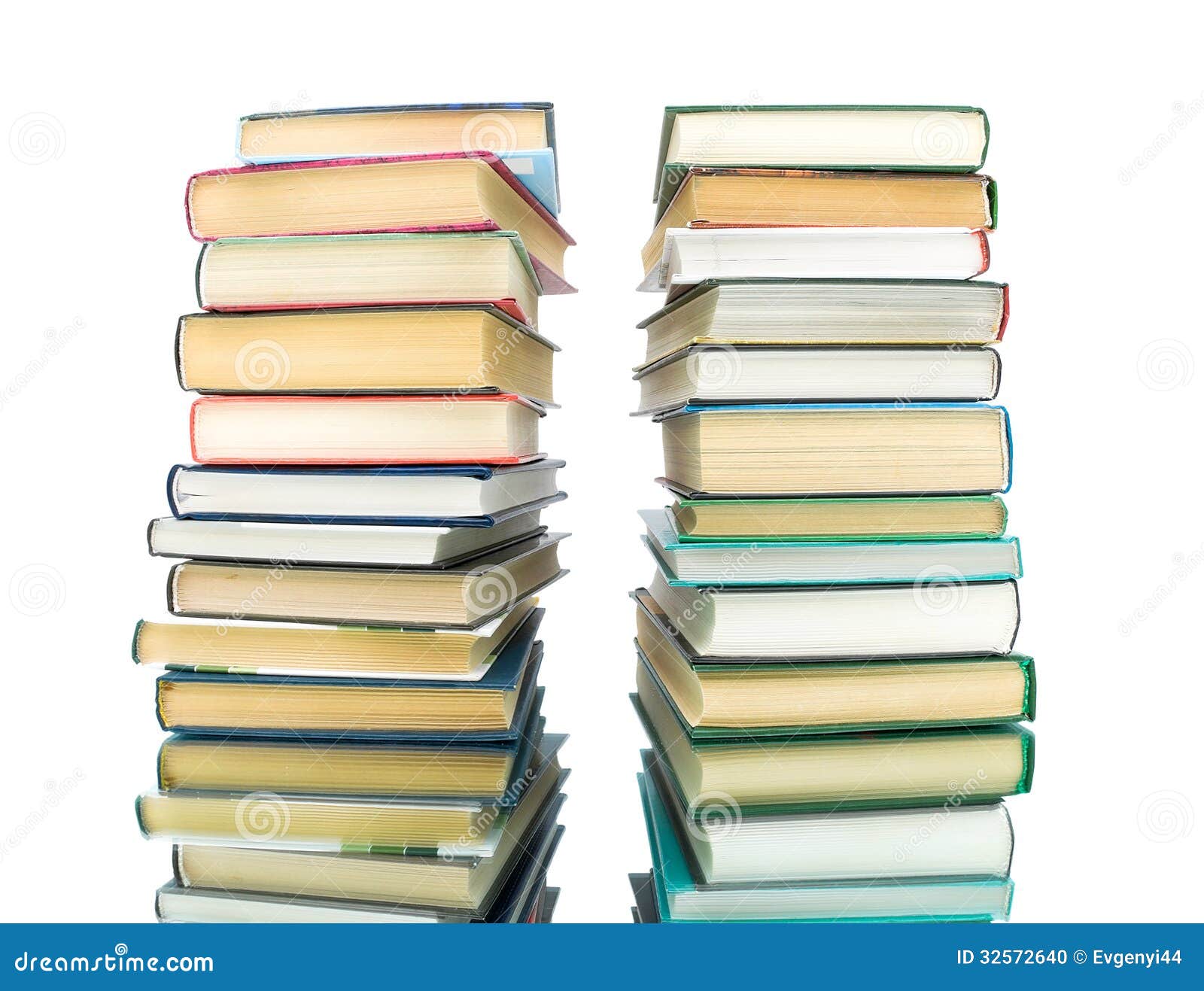 Stack of Books on a White Background with Reflection Stock Photo ...