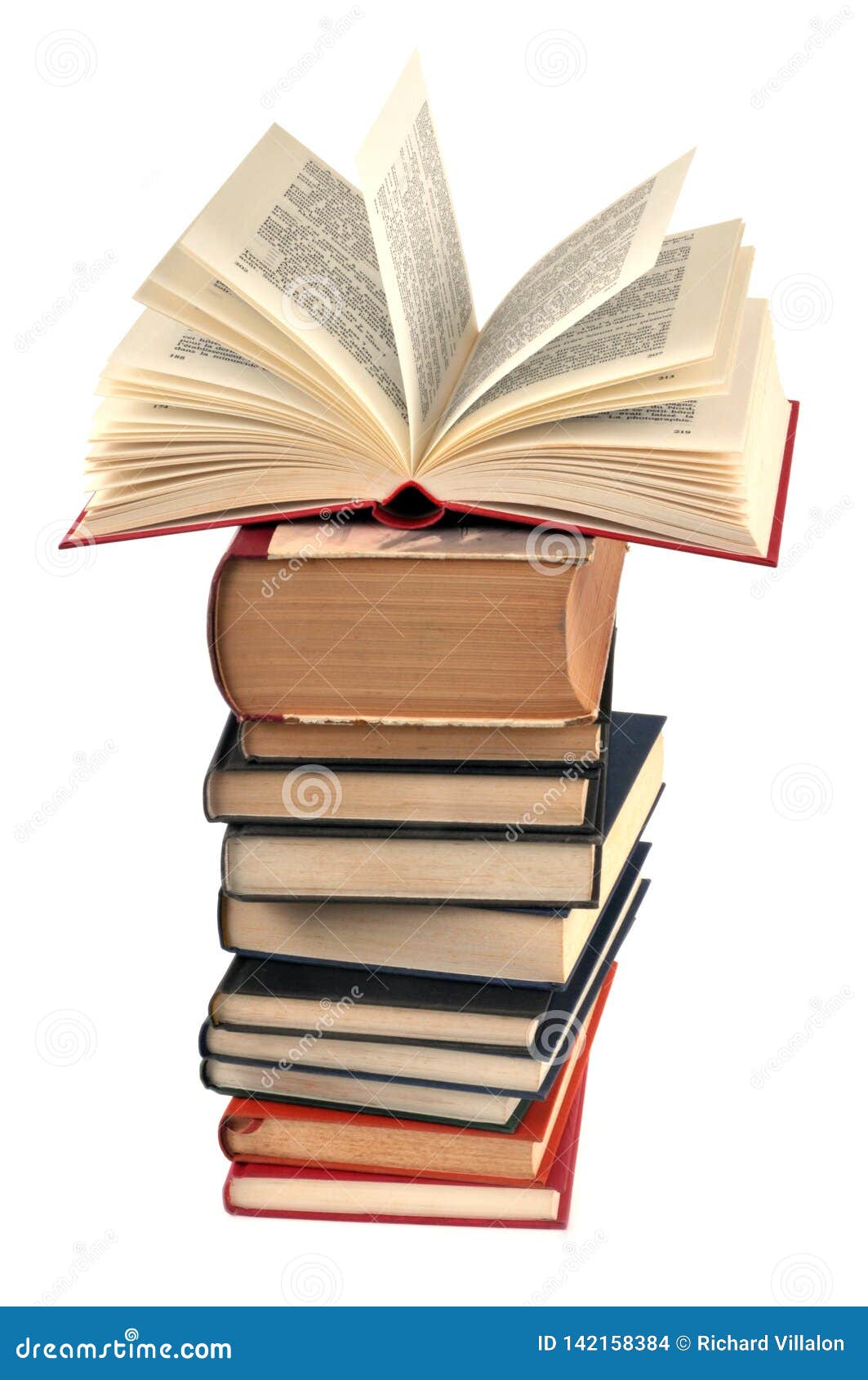 A Stack of Books on a White Background Stock Photo - Image of study ...