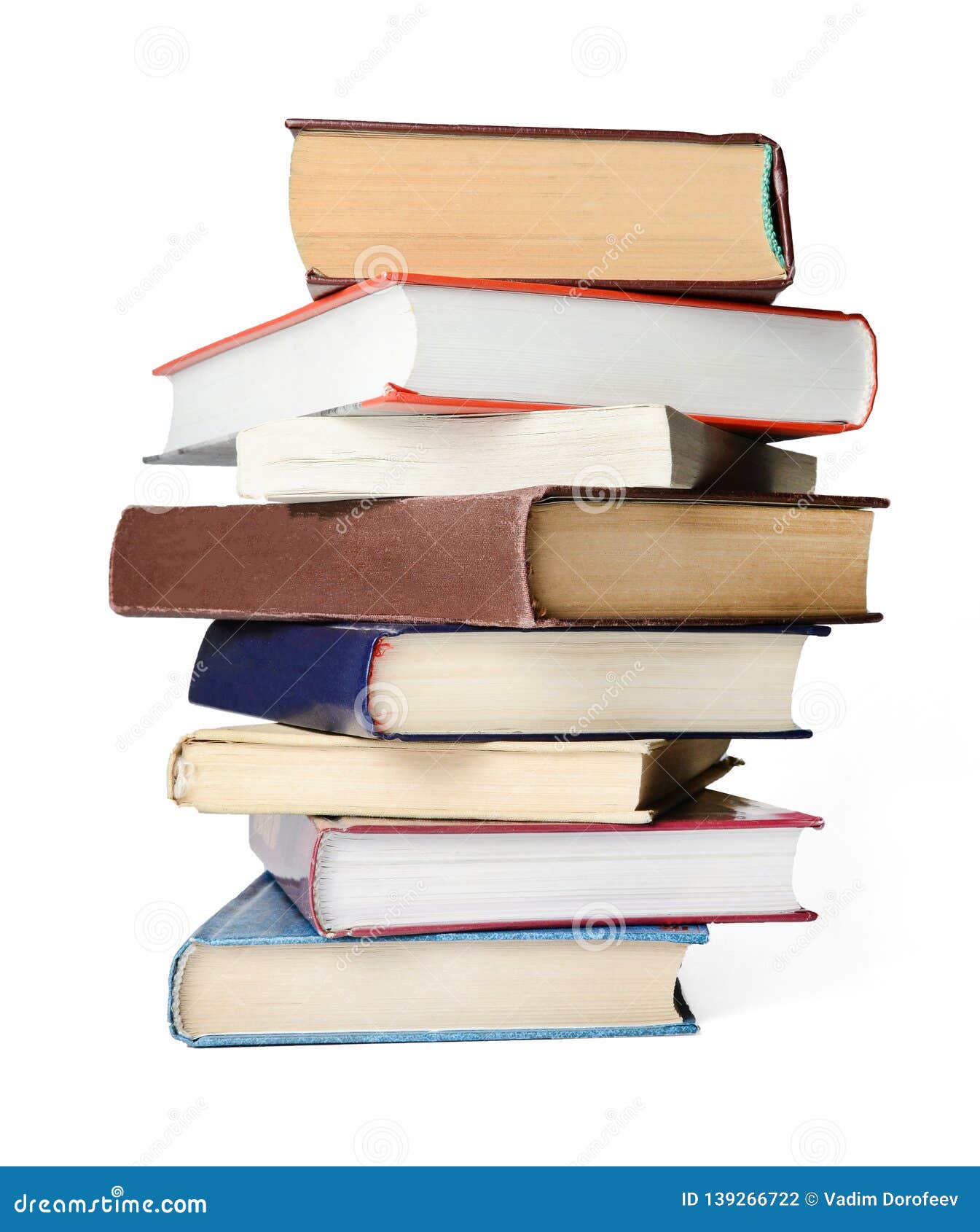 Stack of Books on a White Isolated Background. Stock Photo - Image of ...