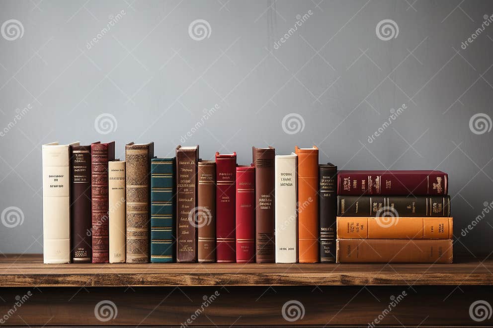 A Stack of Books on a White Table. 3d Rendering Mock Up Stock ...