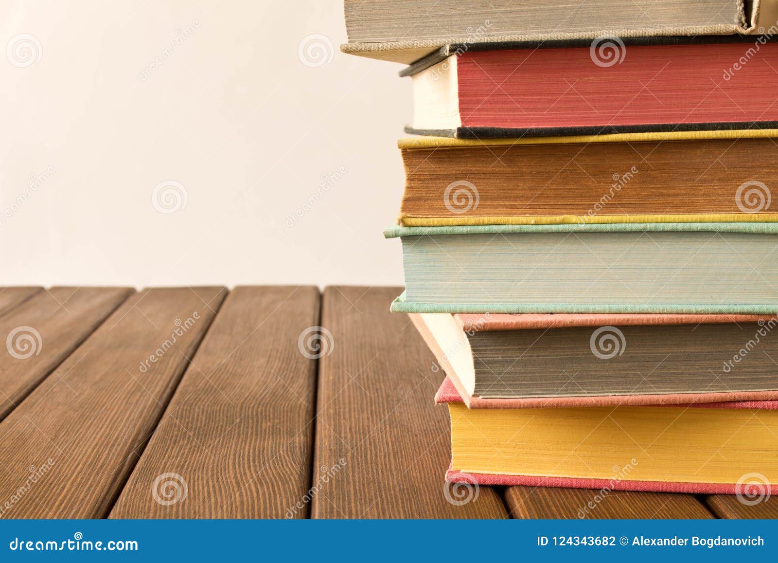 Stack of Books on a Wooden Table. the Concept of Education and ...