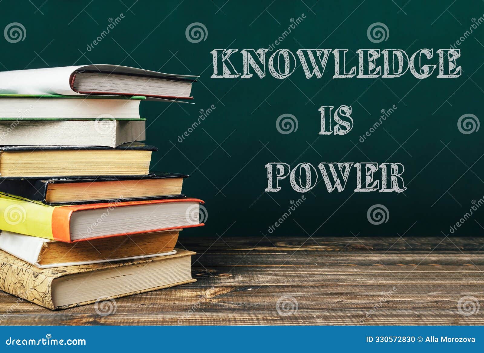 A Stack of Books with the Words Knowledge is Power Written on Top Stock ...