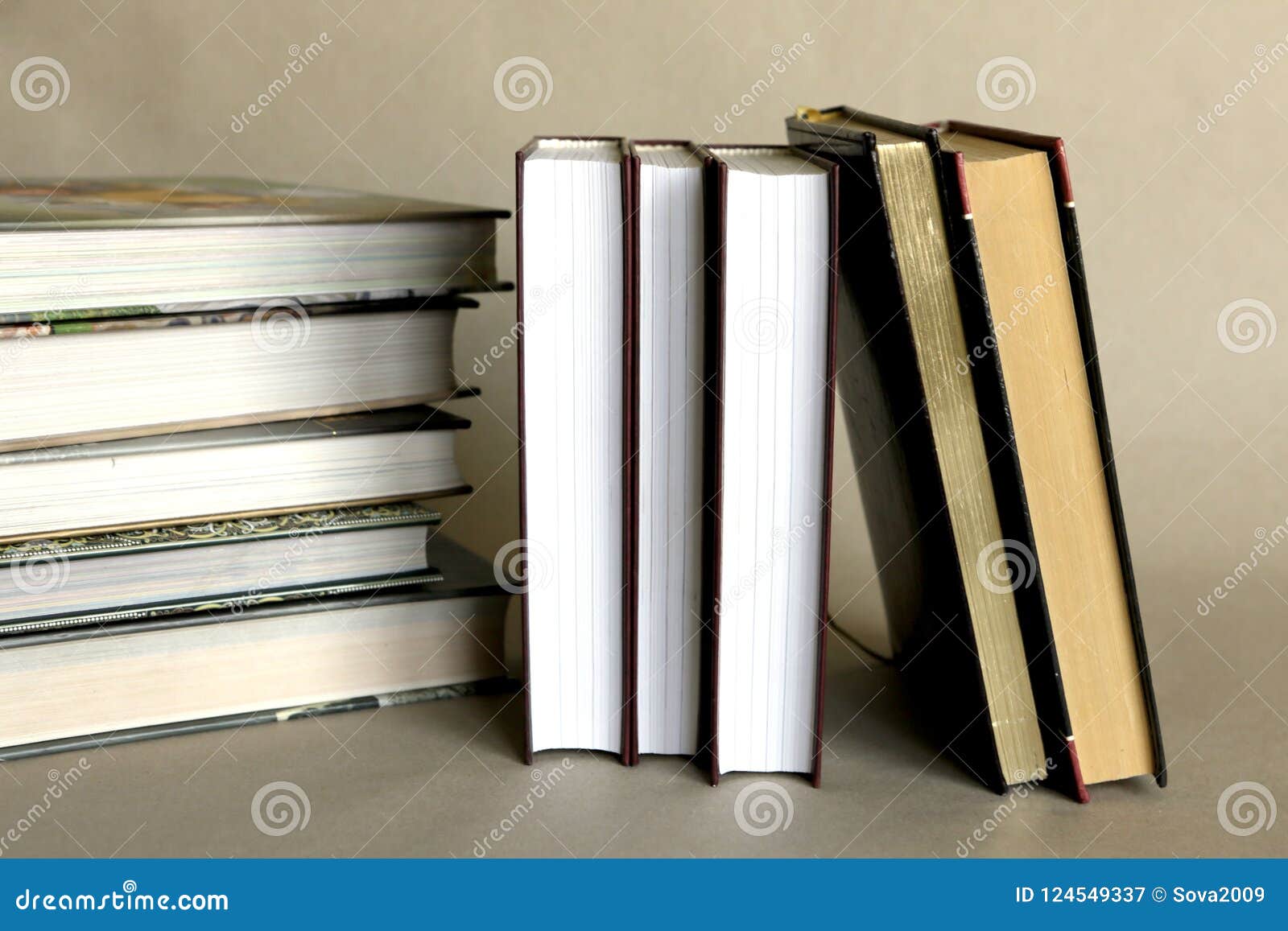 Stack of Books in the Workplace Stock Image - Image of knowing, manual ...