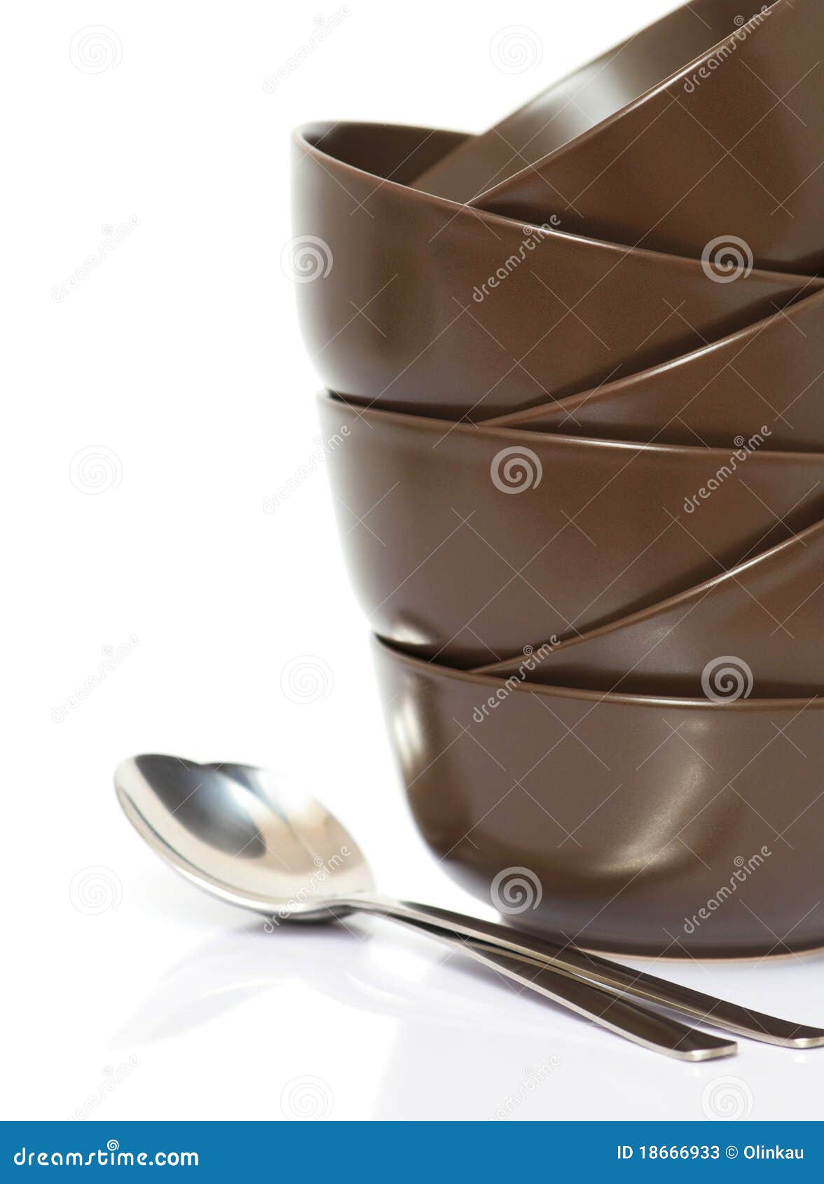 Stack of bowls and spoons stock image. Image of dinner - 18666933