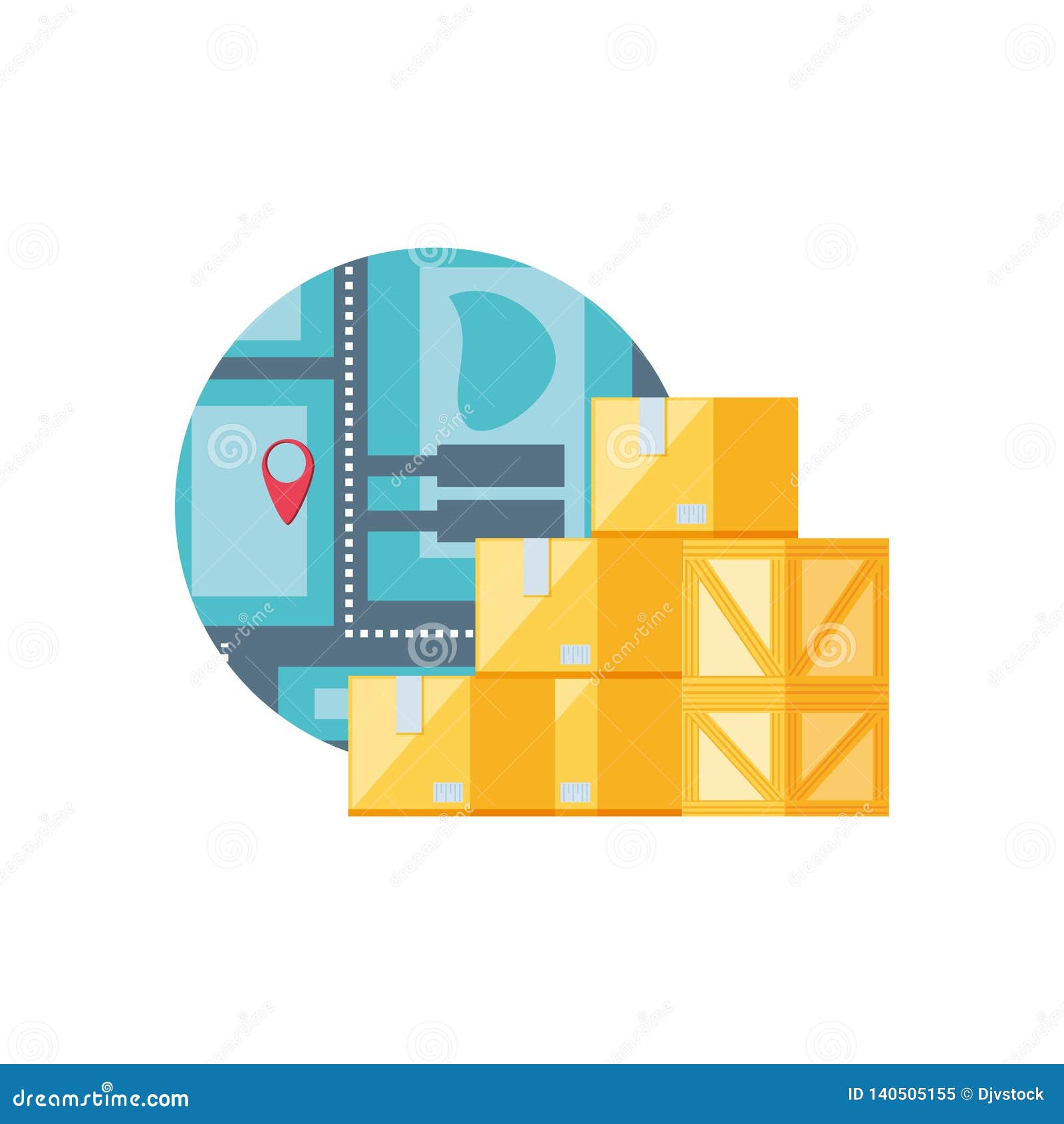 Stack Box Carton with Map Guide Stock Vector - Illustration of ...