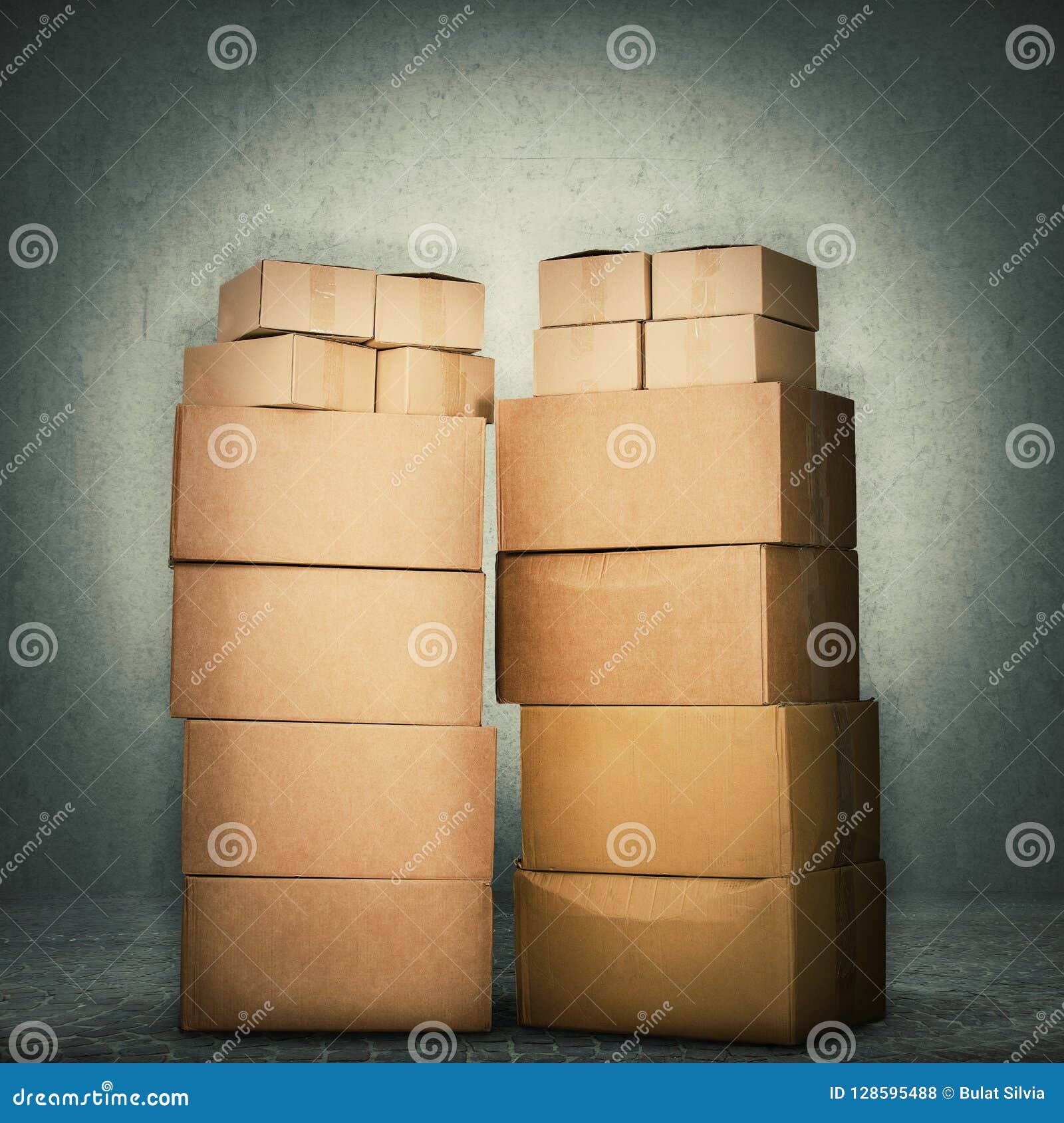 Stack of boxes stock photo. Image of mail, length, packaging - 128595488