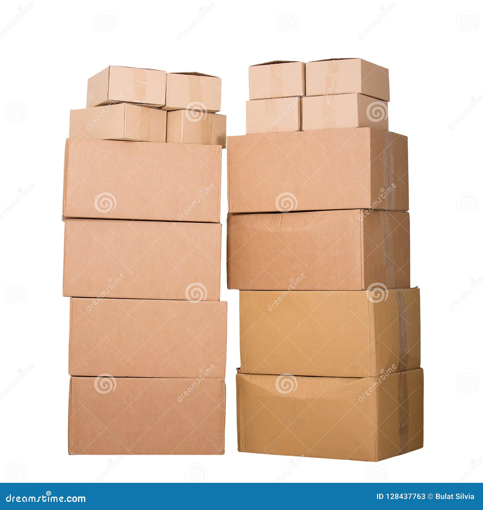 Stack of boxes stock image. Image of isolated, brown - 128437763