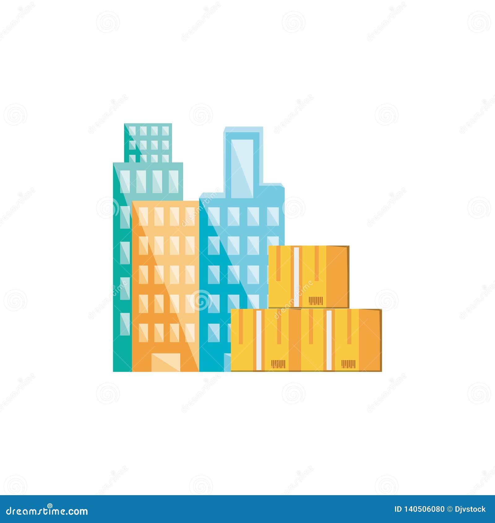 Stack Boxes Carton with Cityscape Stock Vector - Illustration of ...