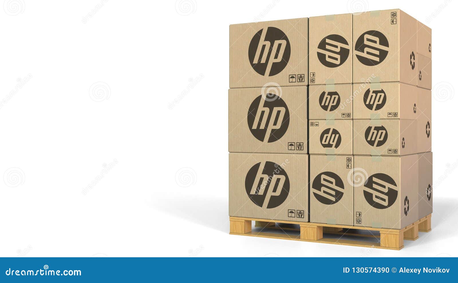 Stack of Boxes with HP Logo. Editorial 3D Rendering Editorial Image ...
