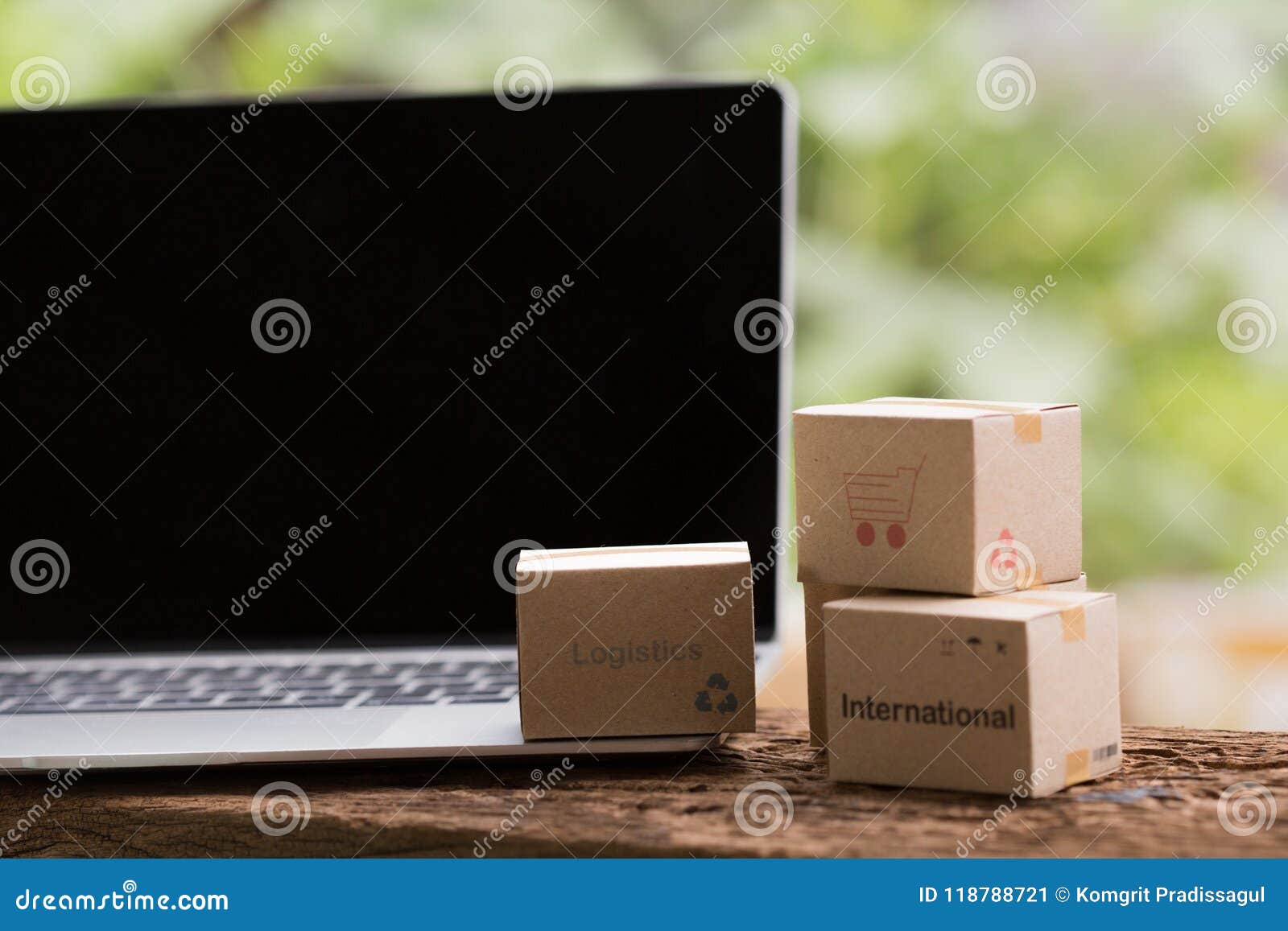 Stack Boxes on Laptop for Customer Can Buy from Electronic Internet ...