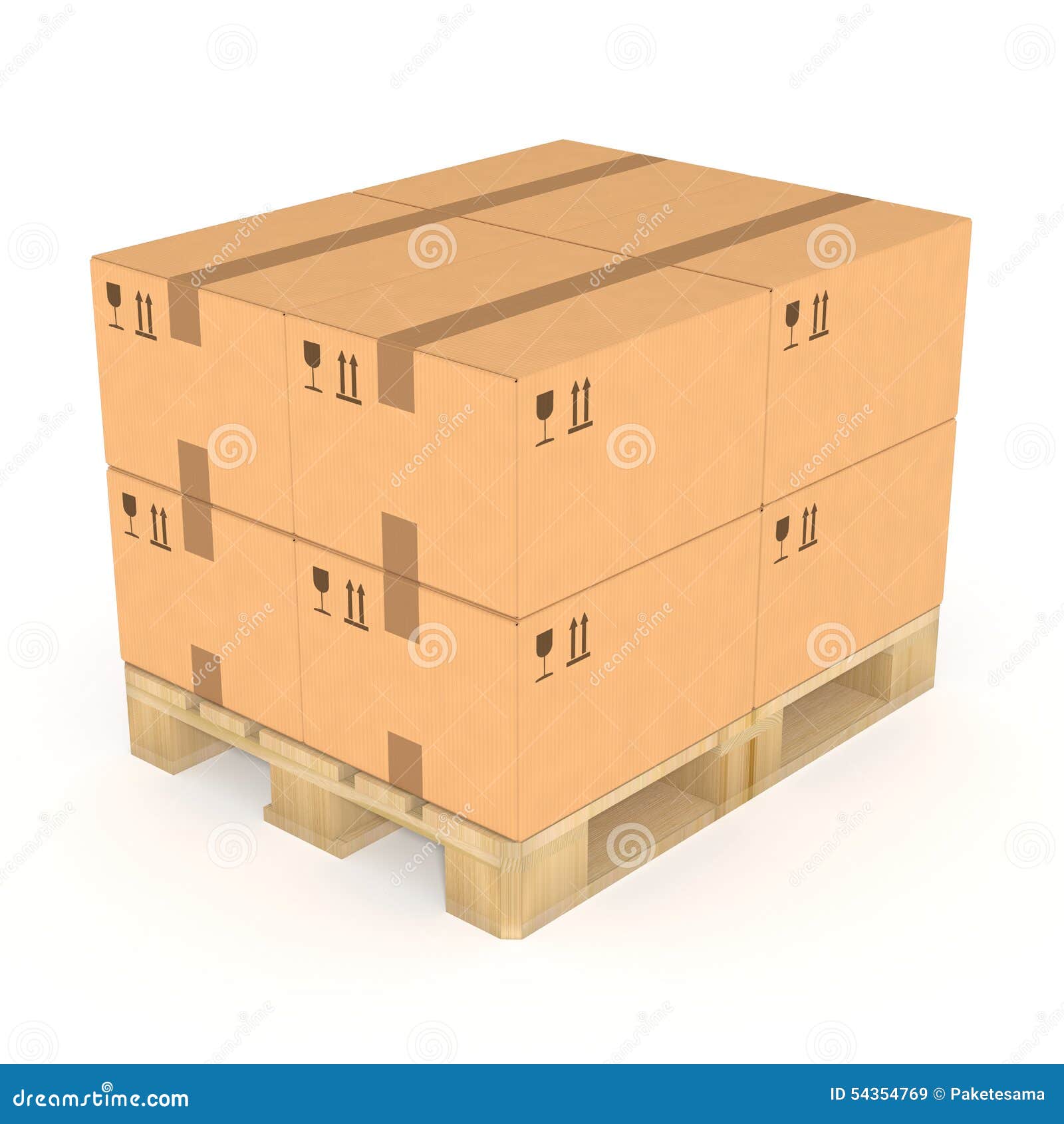 Stack of boxes on a pallet stock illustration. Illustration of logistic ...