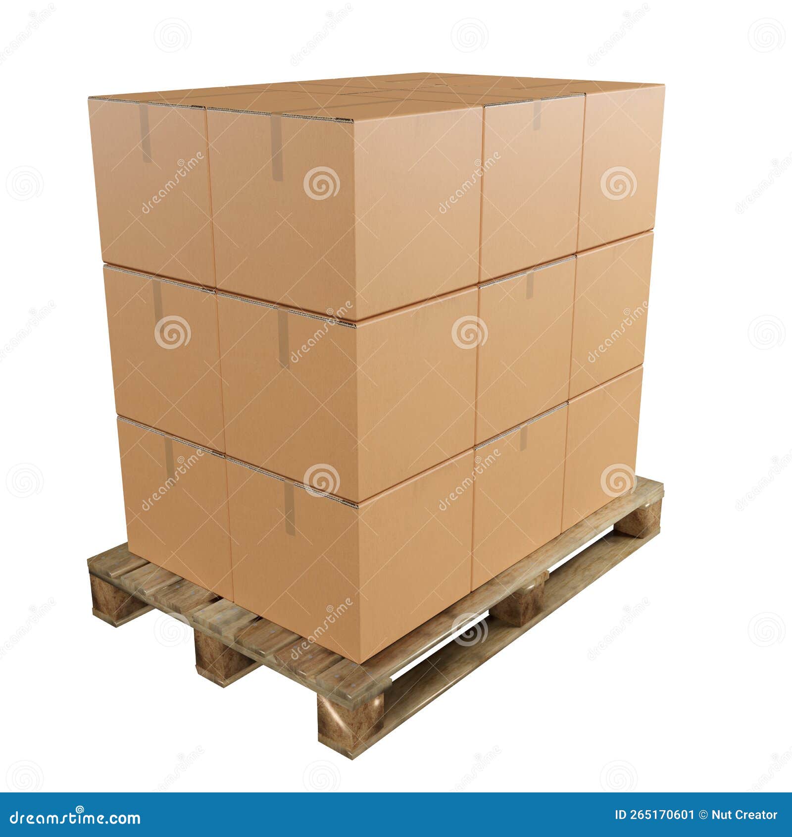 Stack Boxes on Pallet and White Background , 3D Rendering Stock ...