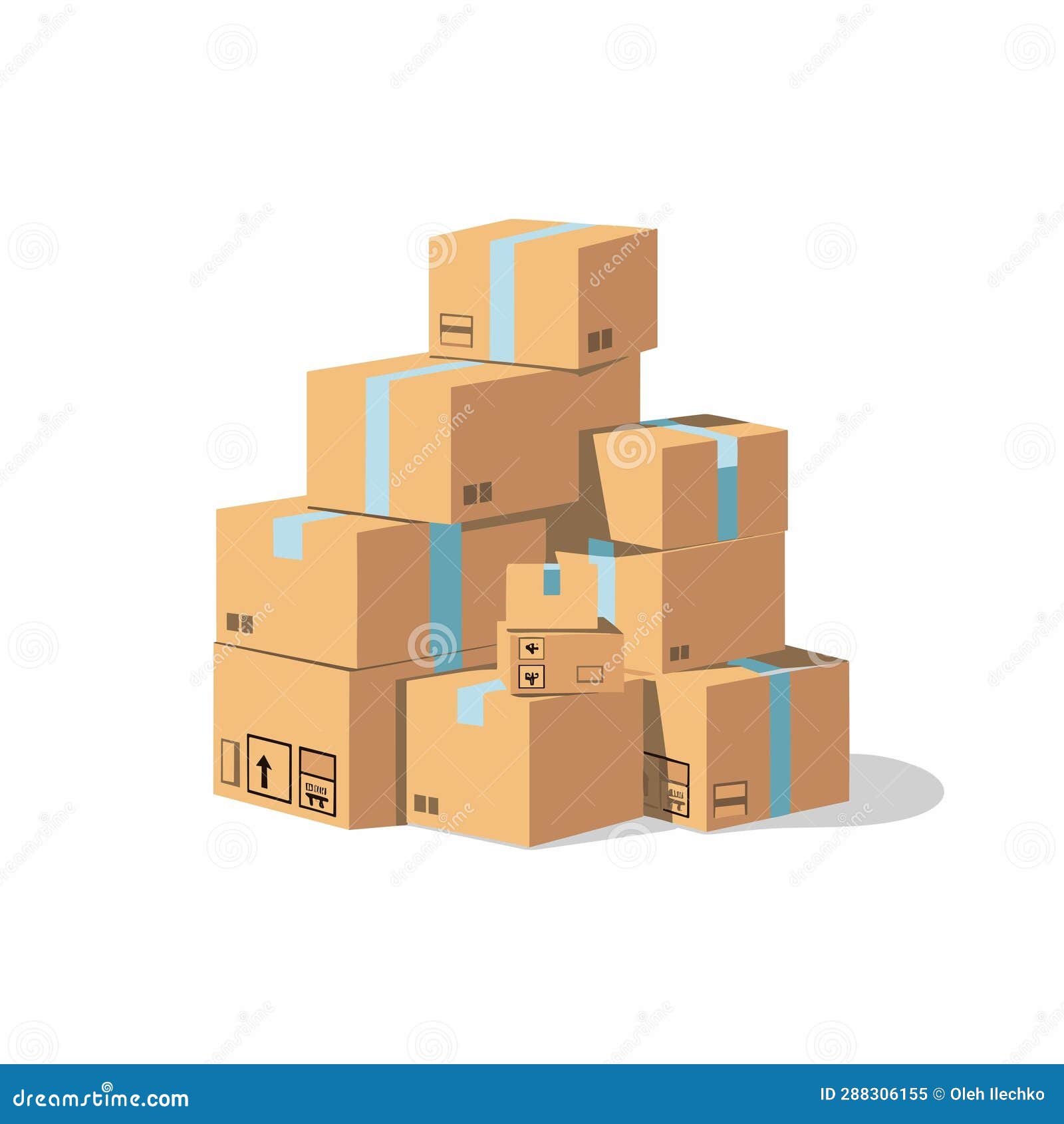 Stack of Boxes Warehouse Set Vector Flat Isolated Illustration Stock ...