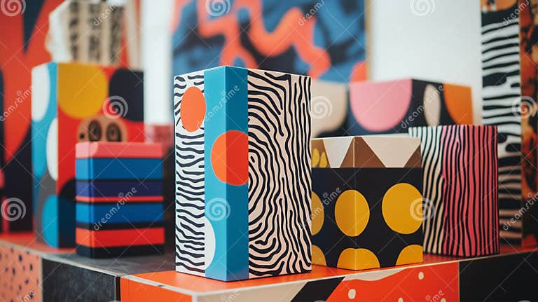A Stack of Boxes with a Zebra Print on Them Stock Photo - Image of ...