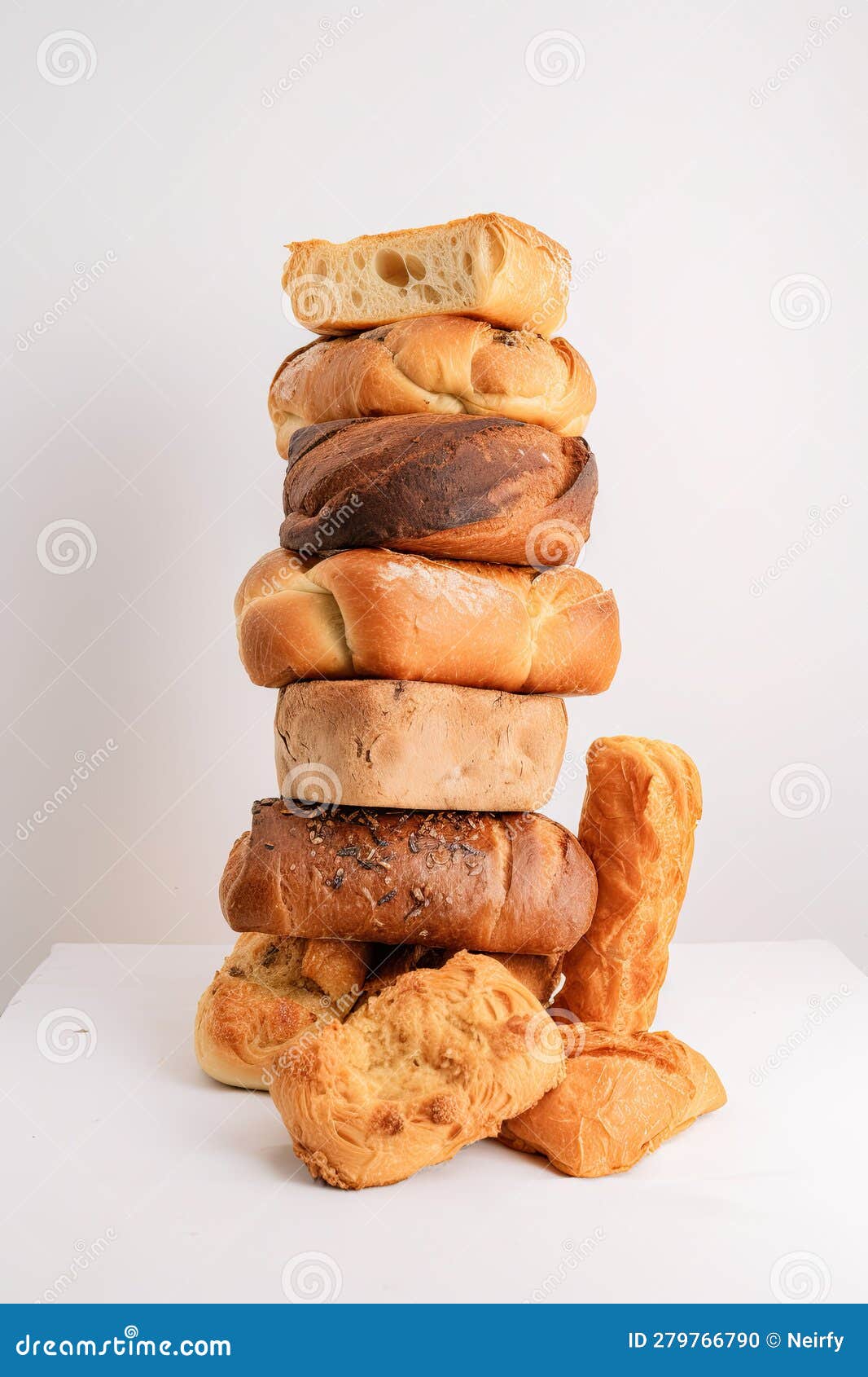 Stack of Bread and Sweet Buns Stock Illustration - Illustration of ...