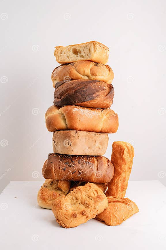 Stack of Bread and Sweet Buns Stock Illustration - Illustration of ...