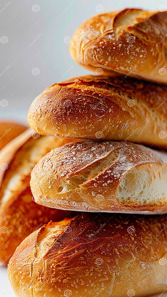 A Stack of Bread on a White Surface Stock Photo - Image of white ...