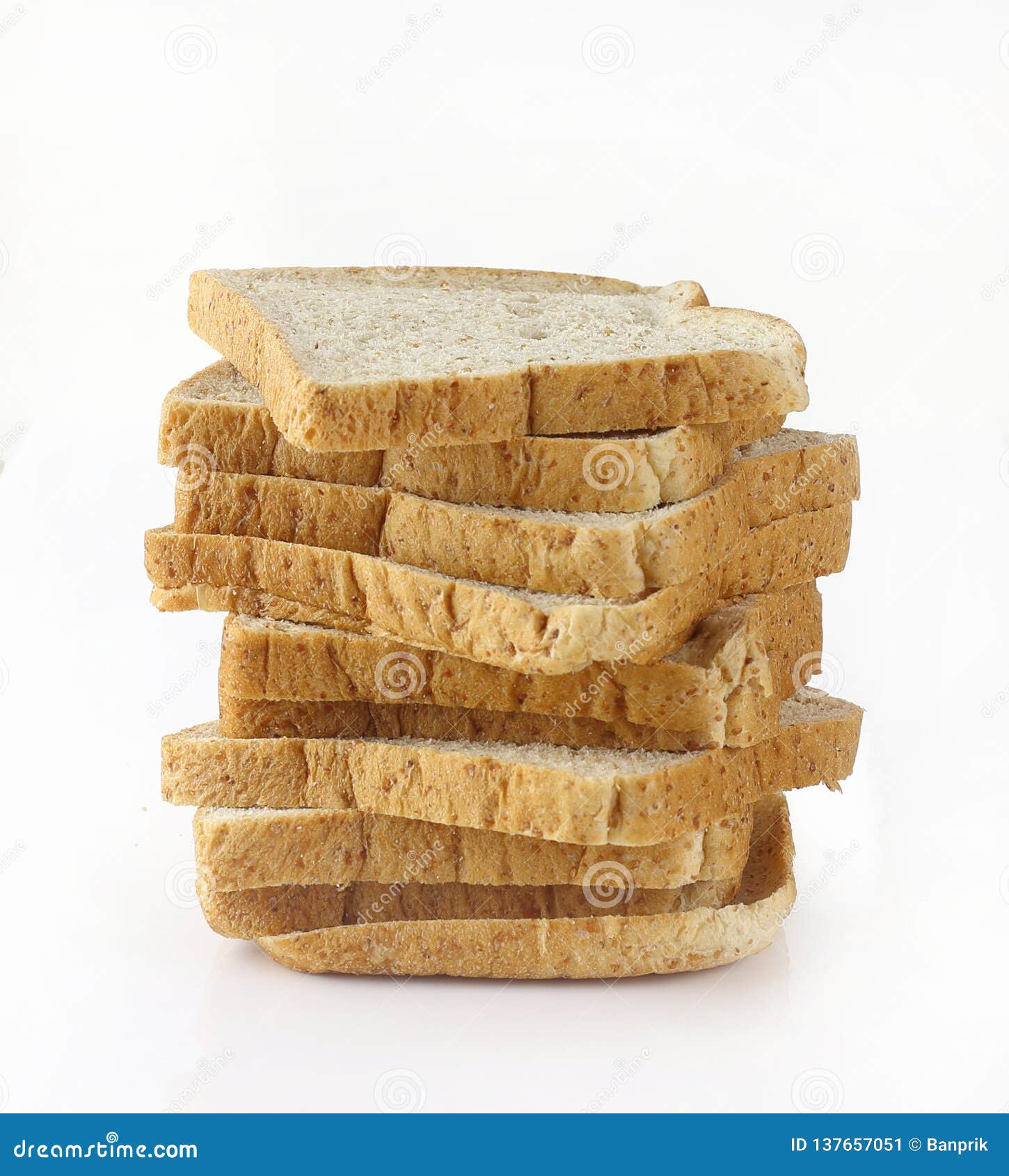 Stack of bread on white stock image. Image of lunch - 137657051