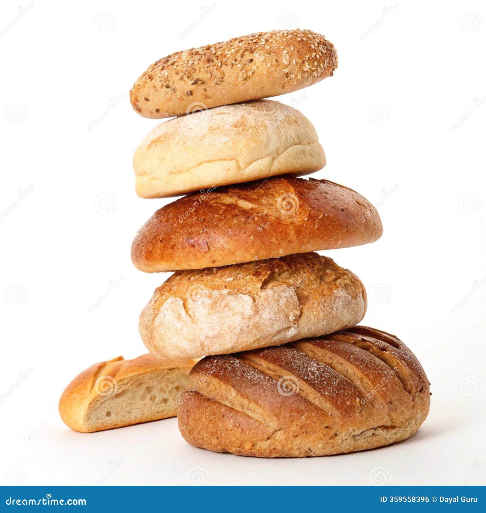 Stack of Breads on White Background Stock Illustration - Illustration ...