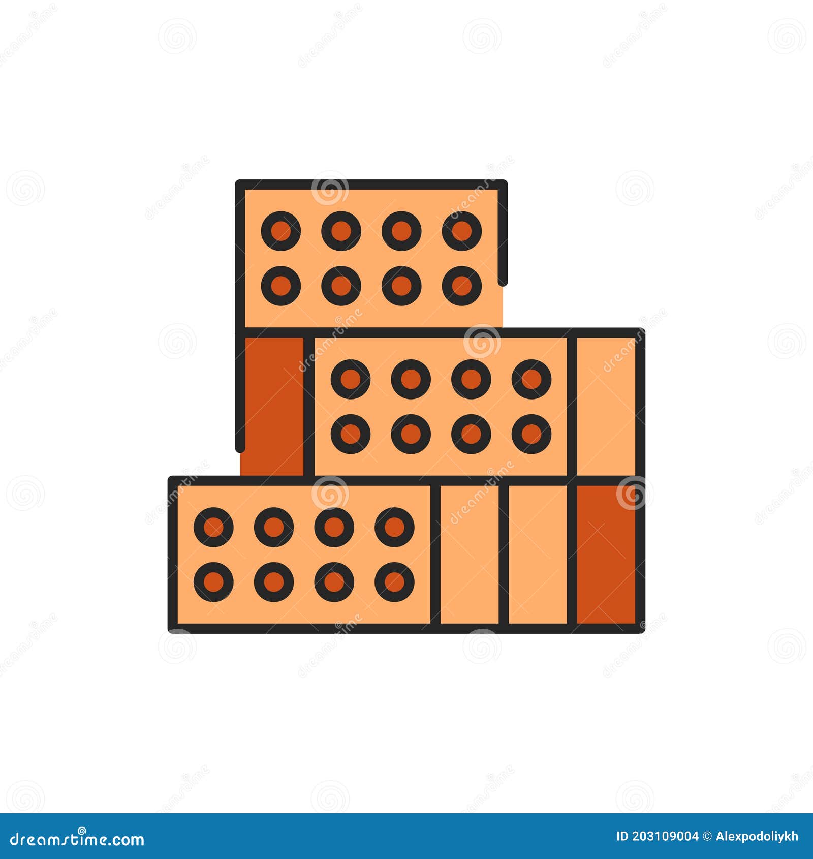 Stack Of Brick Sketch. Group Of Loose Bricks On White Background ...