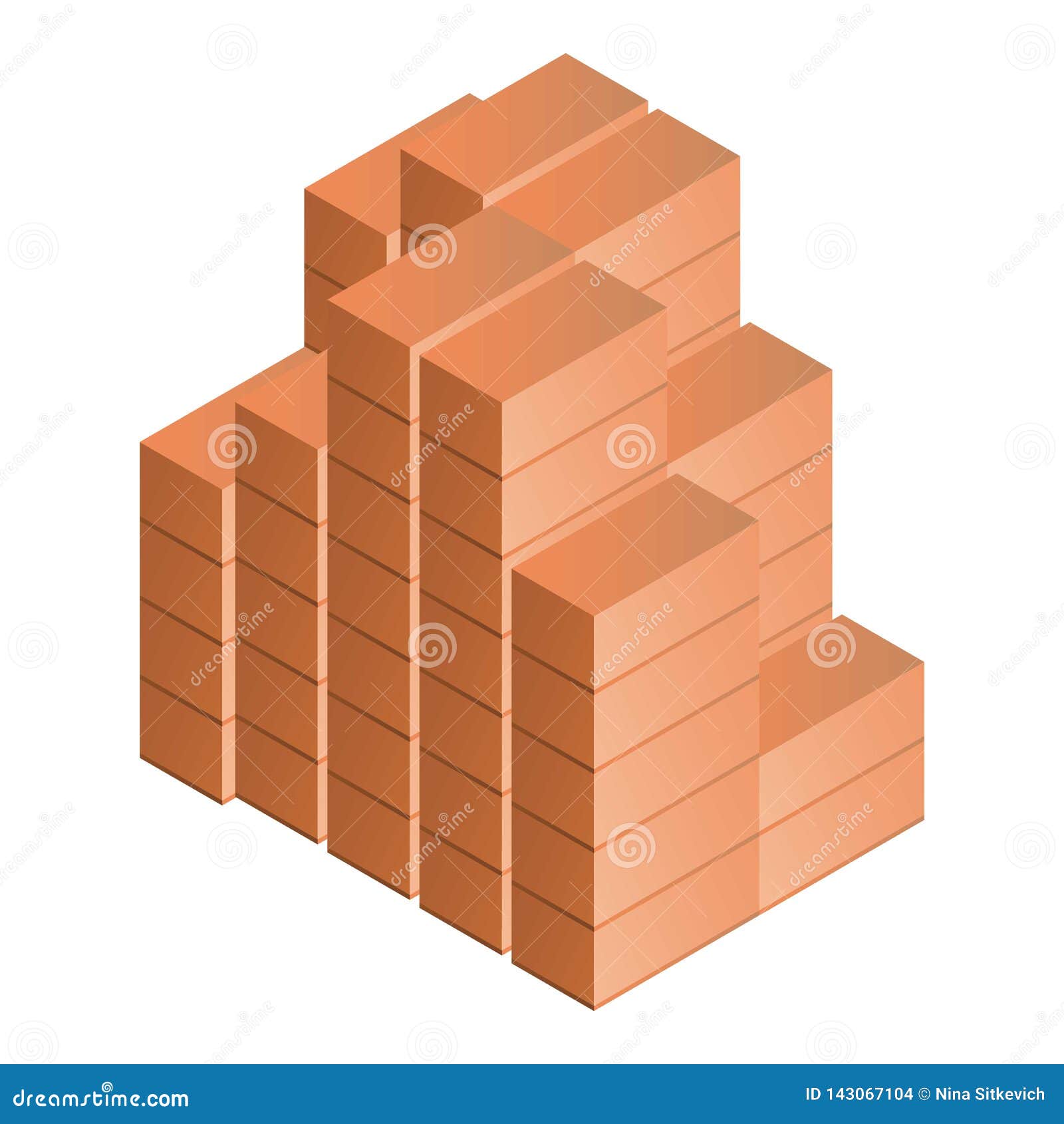 Stack Of Brick Sketch. Group Of Loose Bricks On White Background ...