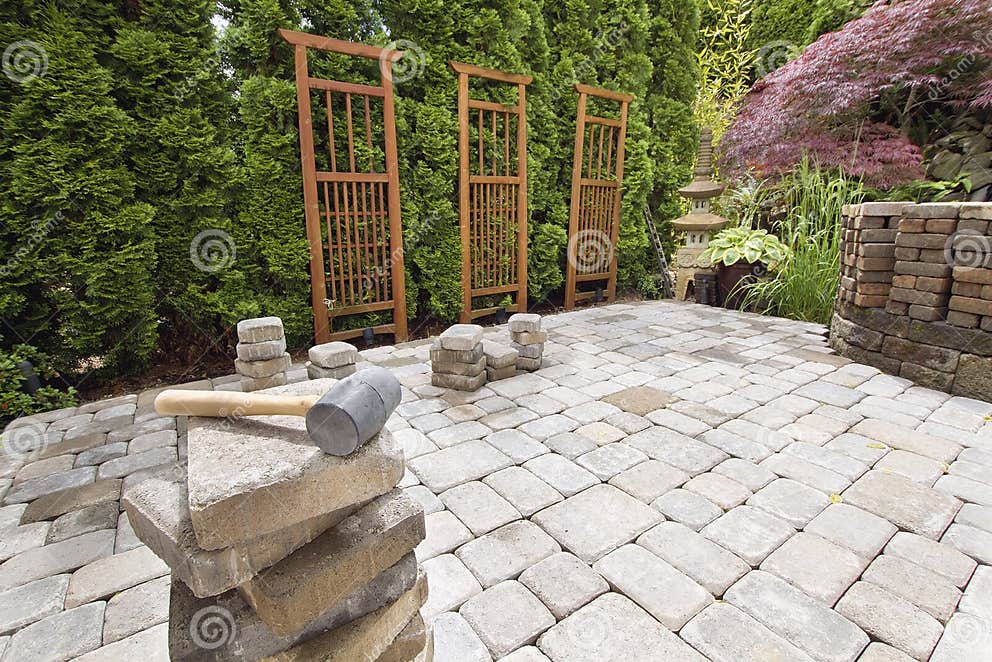 Stack of Brick Pavers for Hardscape Stock Photo - Image of concrete ...