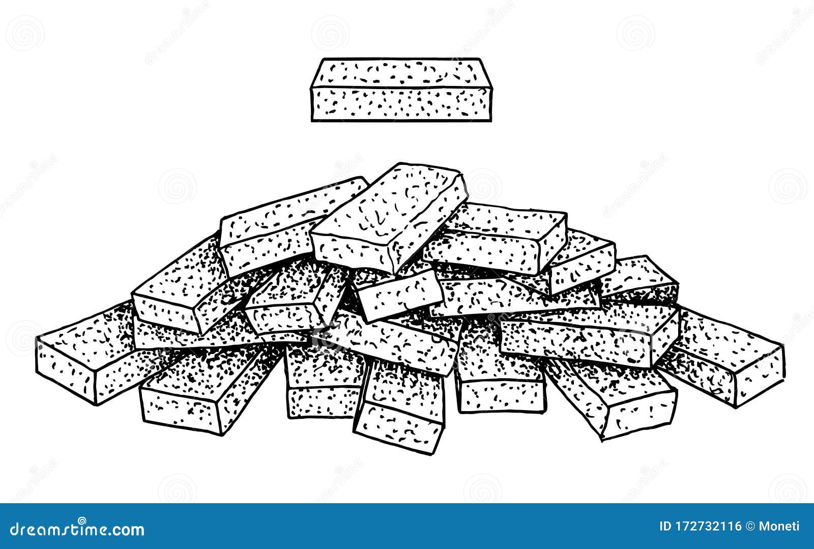 Stack Of Brick Sketch. Group Of Loose Bricks On White Background ...