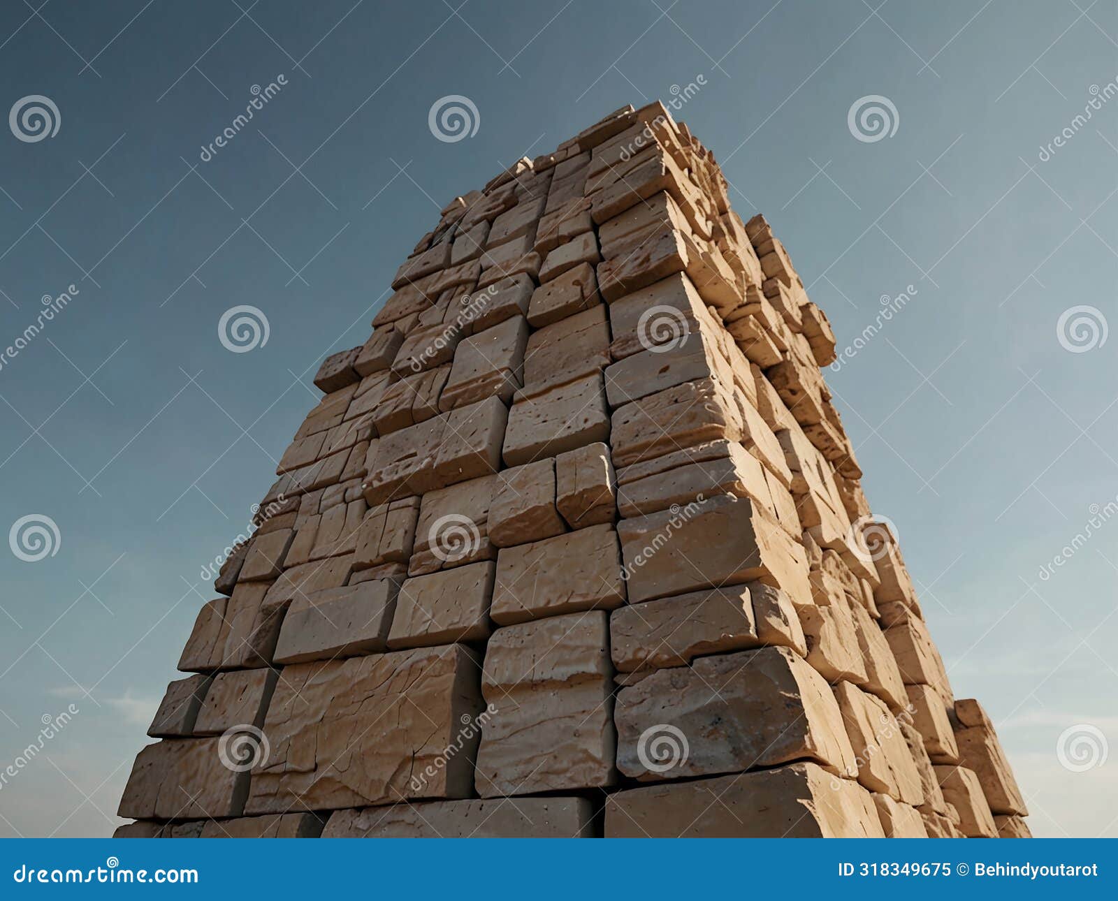 A Stack of Bricks Against a Clear Blue Sky Stock Illustration ...