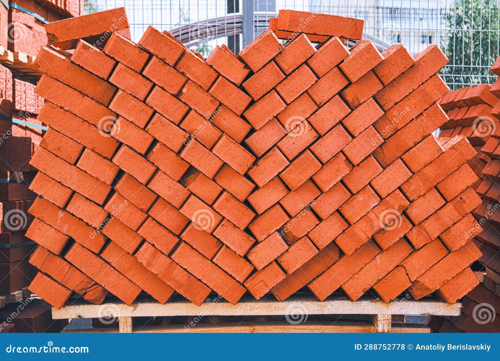 Stack of Red Building Bricks Close-up. Red Bricks for Laying at ...
