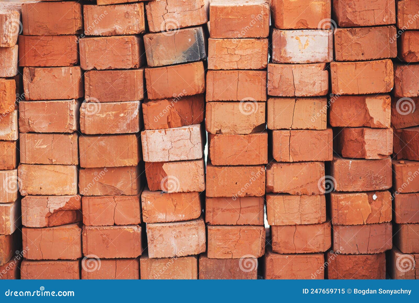 Stack of Bricks Masonry Close Up. Process of House Building and ...