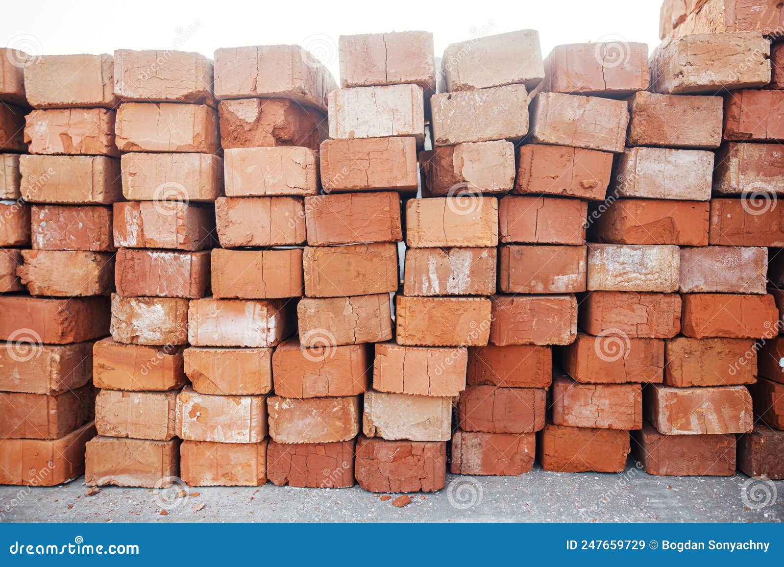 Stack of Bricks Masonry Close Up. Process of House Building and ...