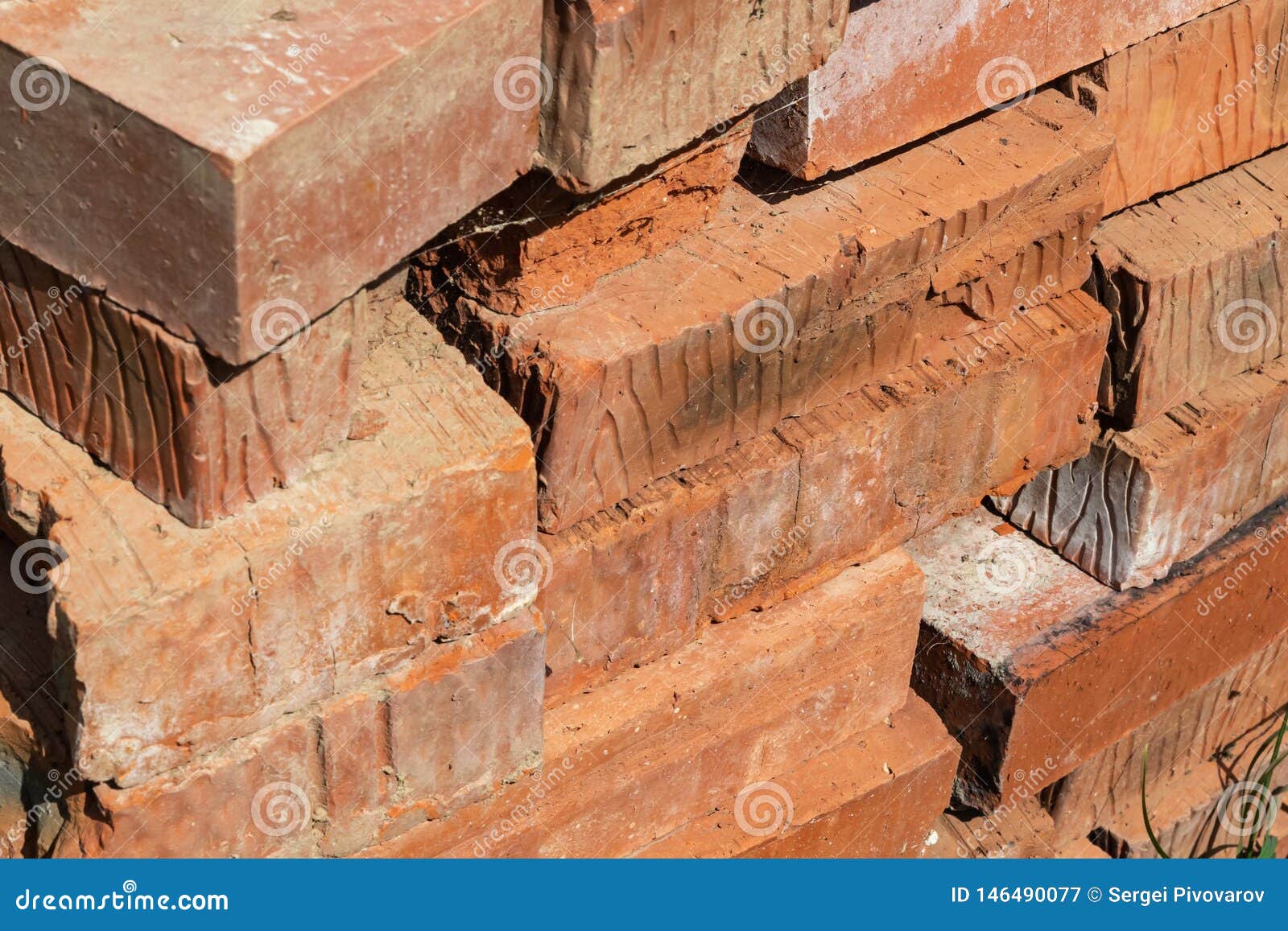 Stack Bricks Red Rectangular Closeup Building Material Hard Solid ...