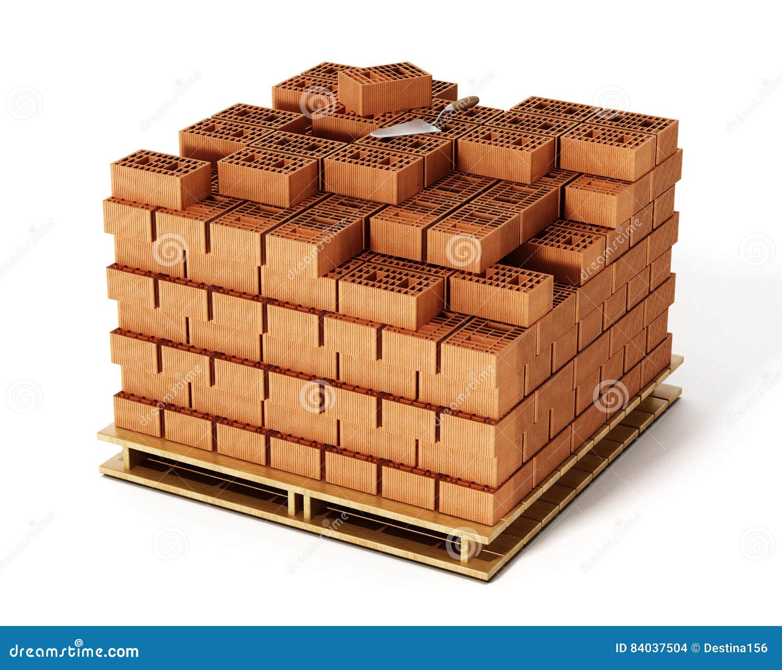 Stack of Bricks on White Background. 3D Illustration Stock Illustration ...