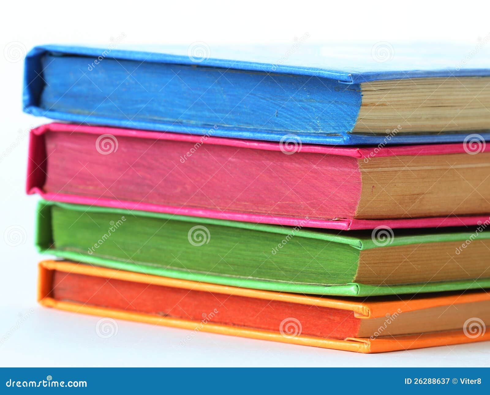 Stack of Bright Books Over White Stock Image - Image of bright, heap ...