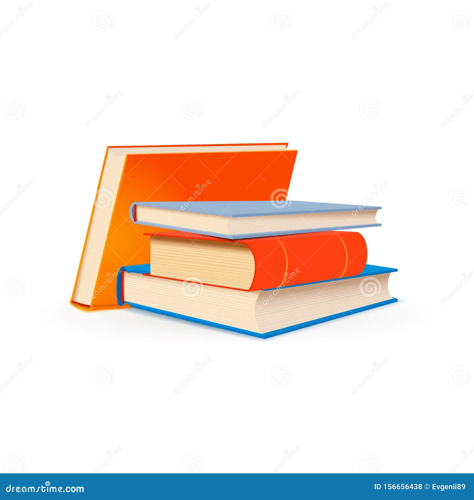 Stack of Bright School Textbooks Isolated on White Stock Vector ...