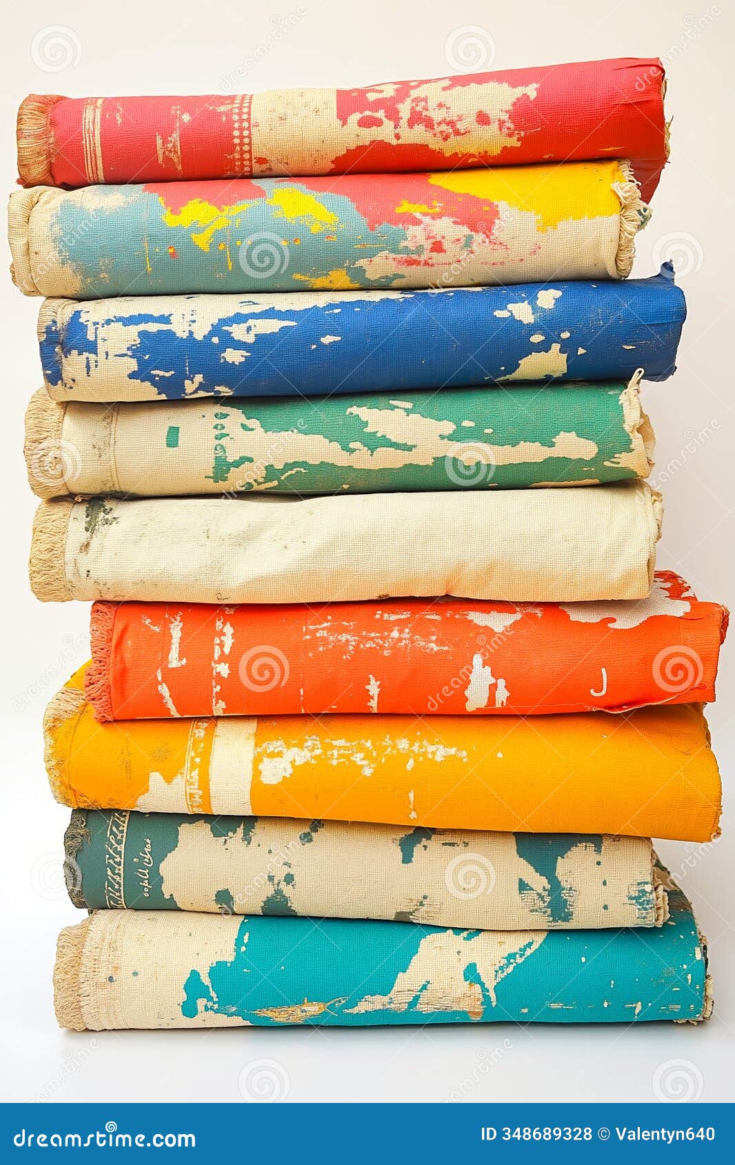 A Stack of Brightly Colored Fabric on a White Background Stock Photo ...