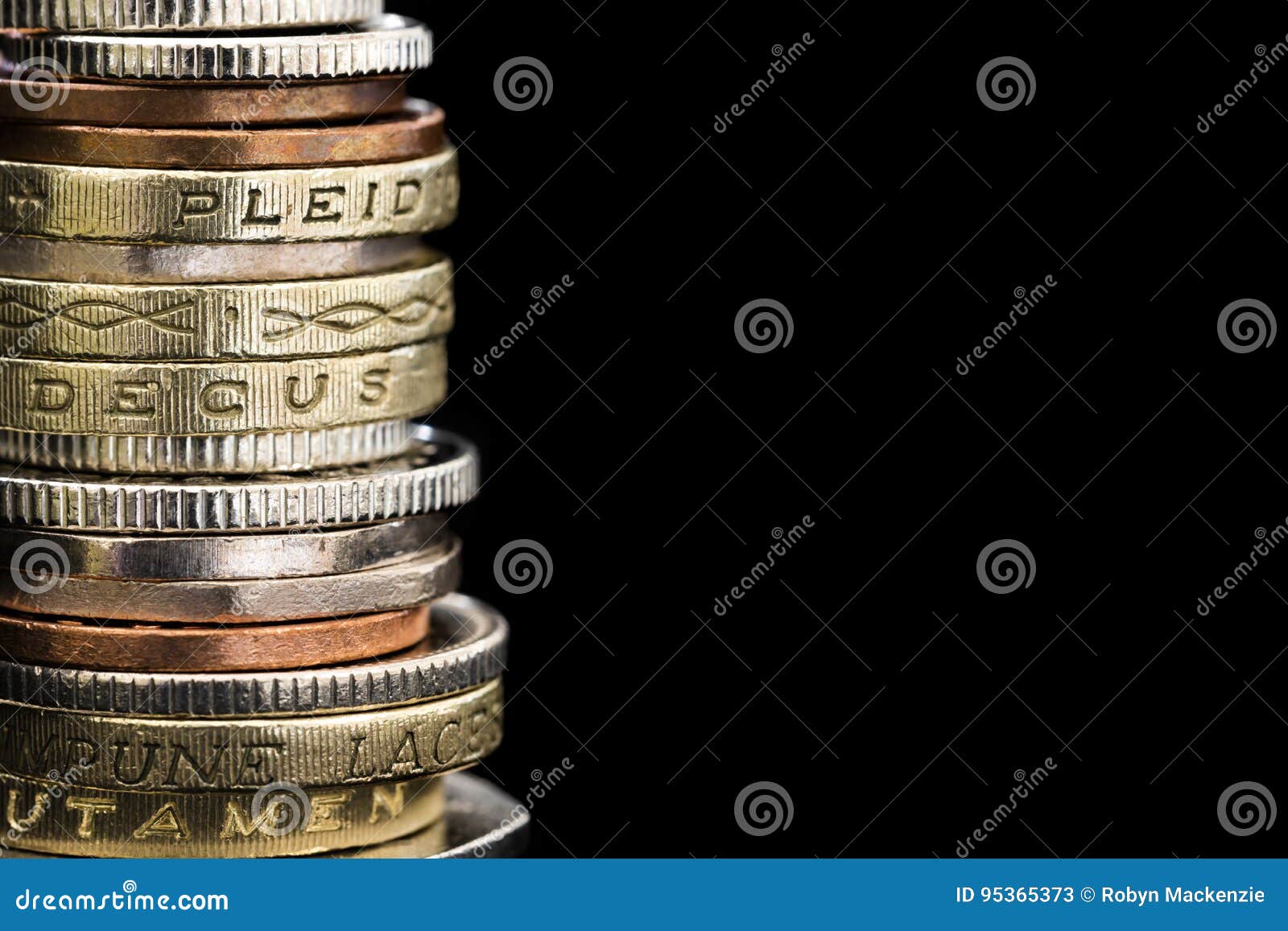 Stack of British Coins Over Black Stock Image - Image of heap, kingdom ...
