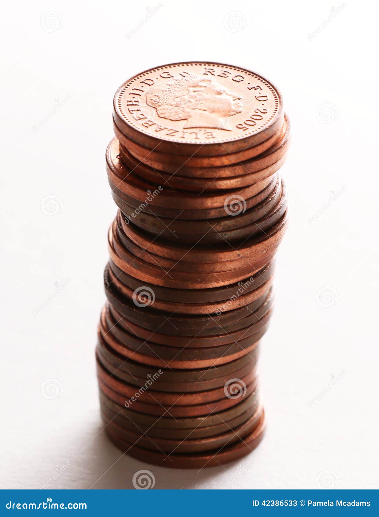 Stack of British Pennies stock image. Image of british - 42386533