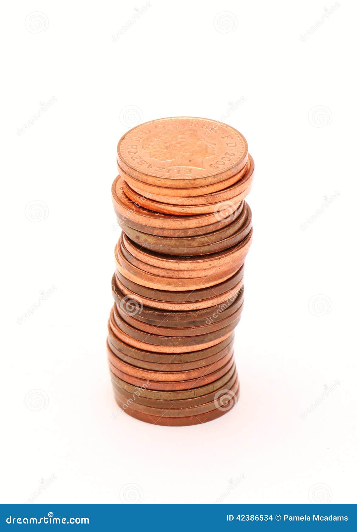 Stack of British Pennies 2 stock photo. Image of united - 42386534