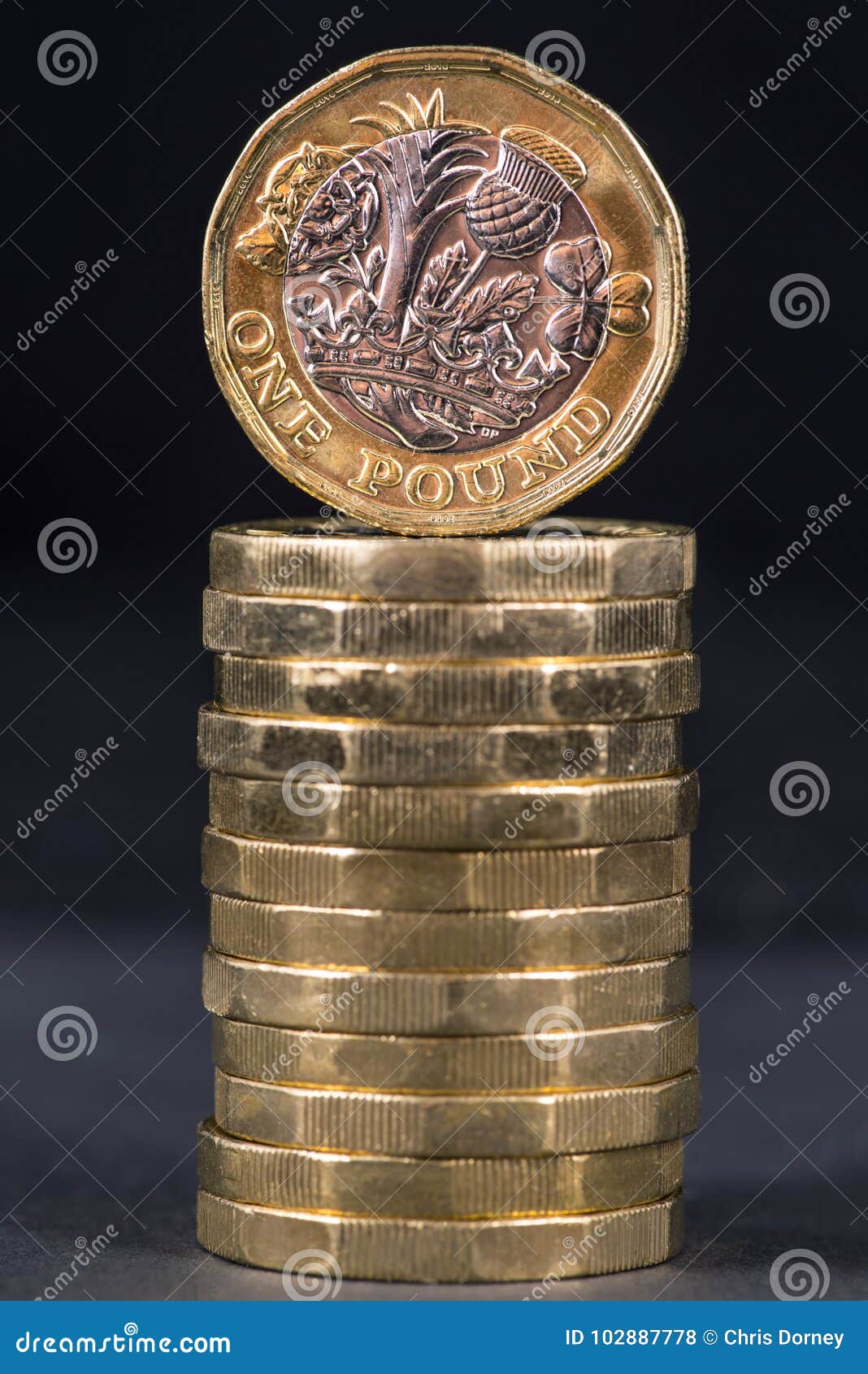 Stack of British Pound Coins Stock Photo - Image of rate, object: 102887778