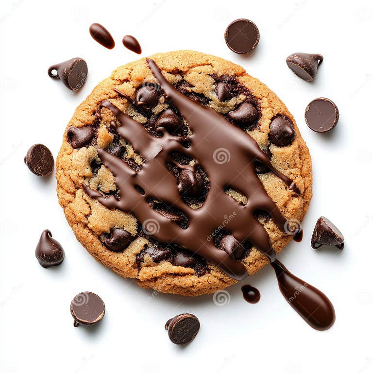 Stack of Broken Chocolate Chip Cookies with Cream Explosion, Isolated ...