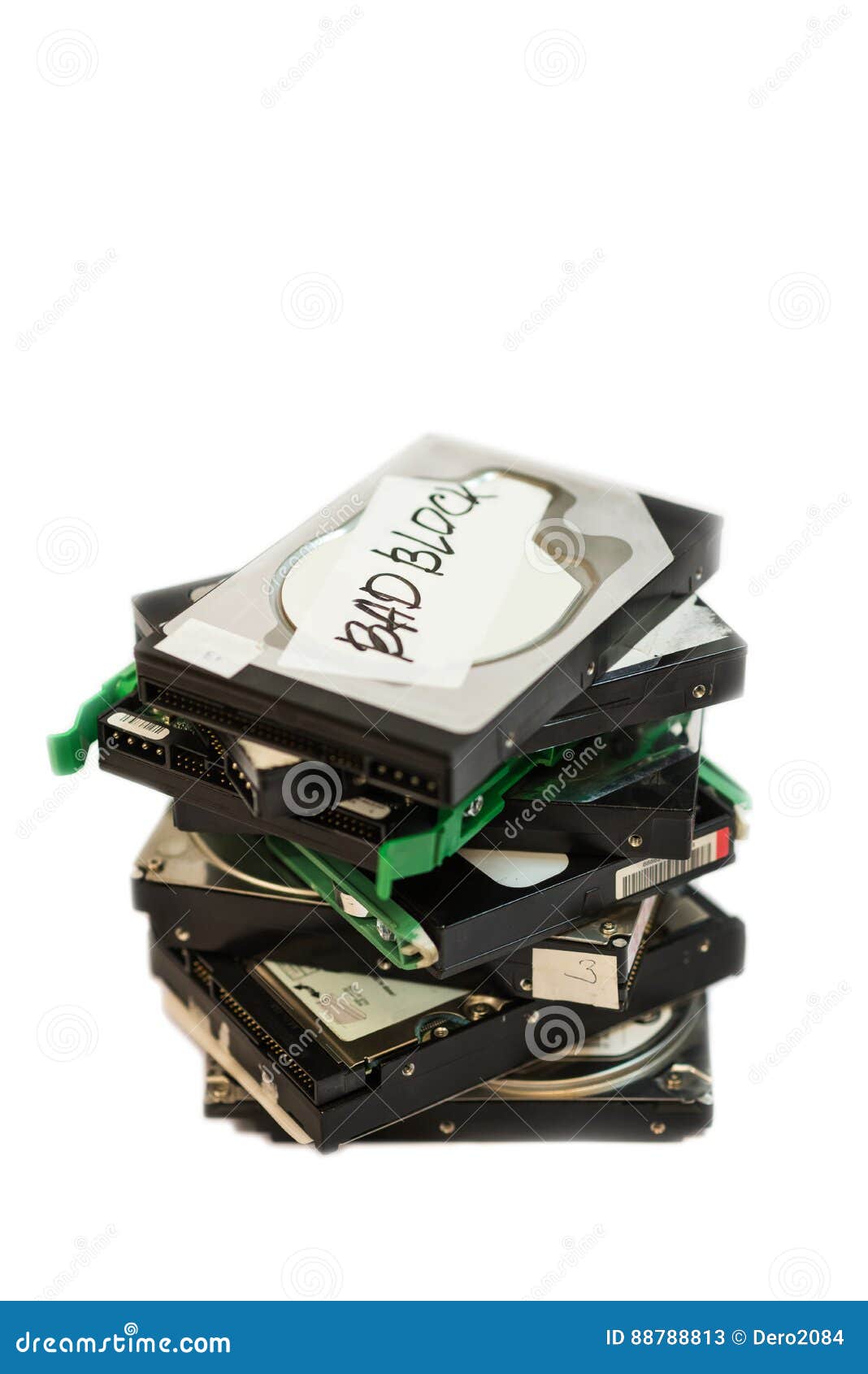 Stack of Broken Hard Disk Drives. Isolated Stock Image - Image of ...