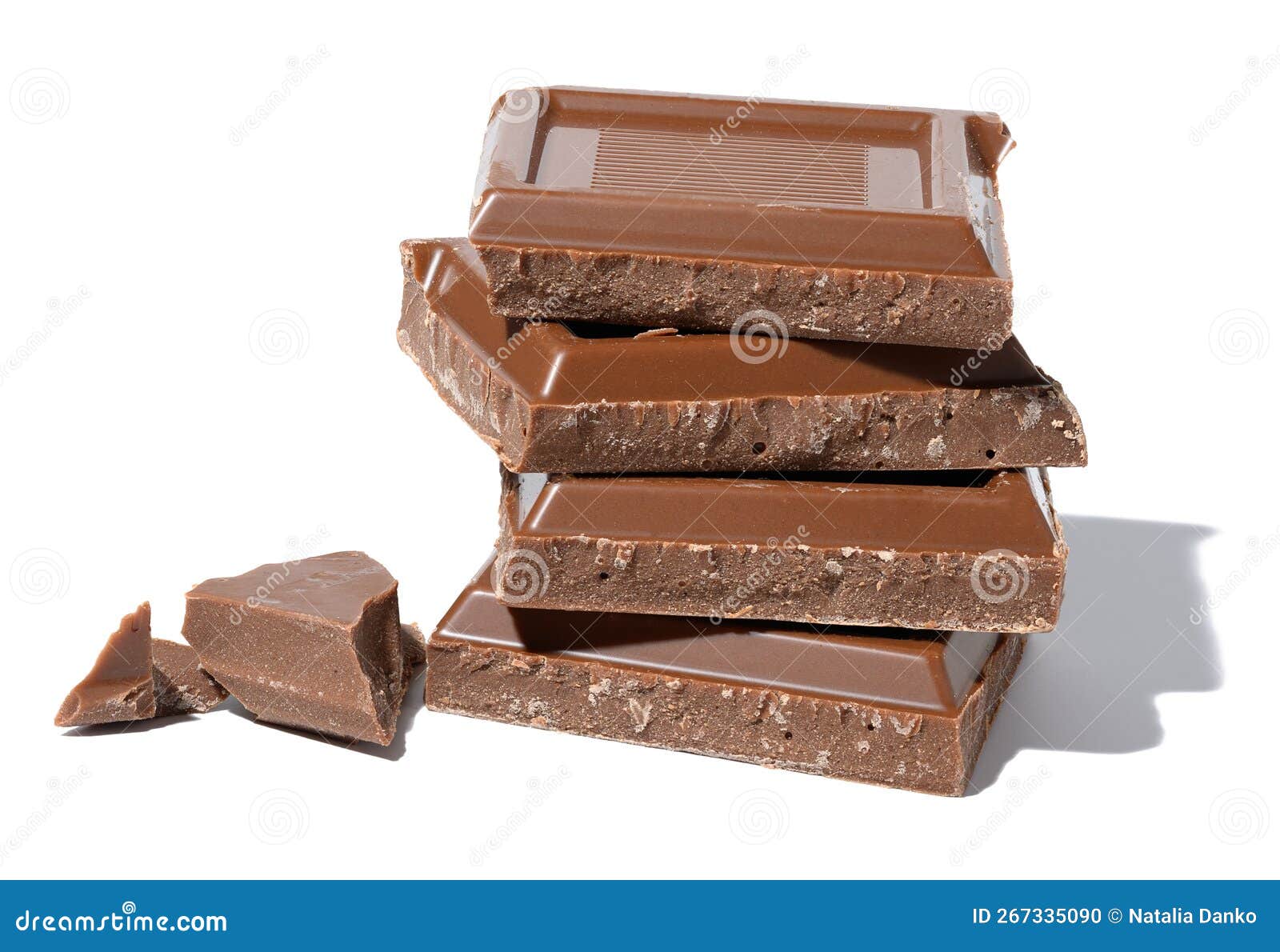 Stack of Broken Milk Chocolate on a White Isolated Background, Square ...