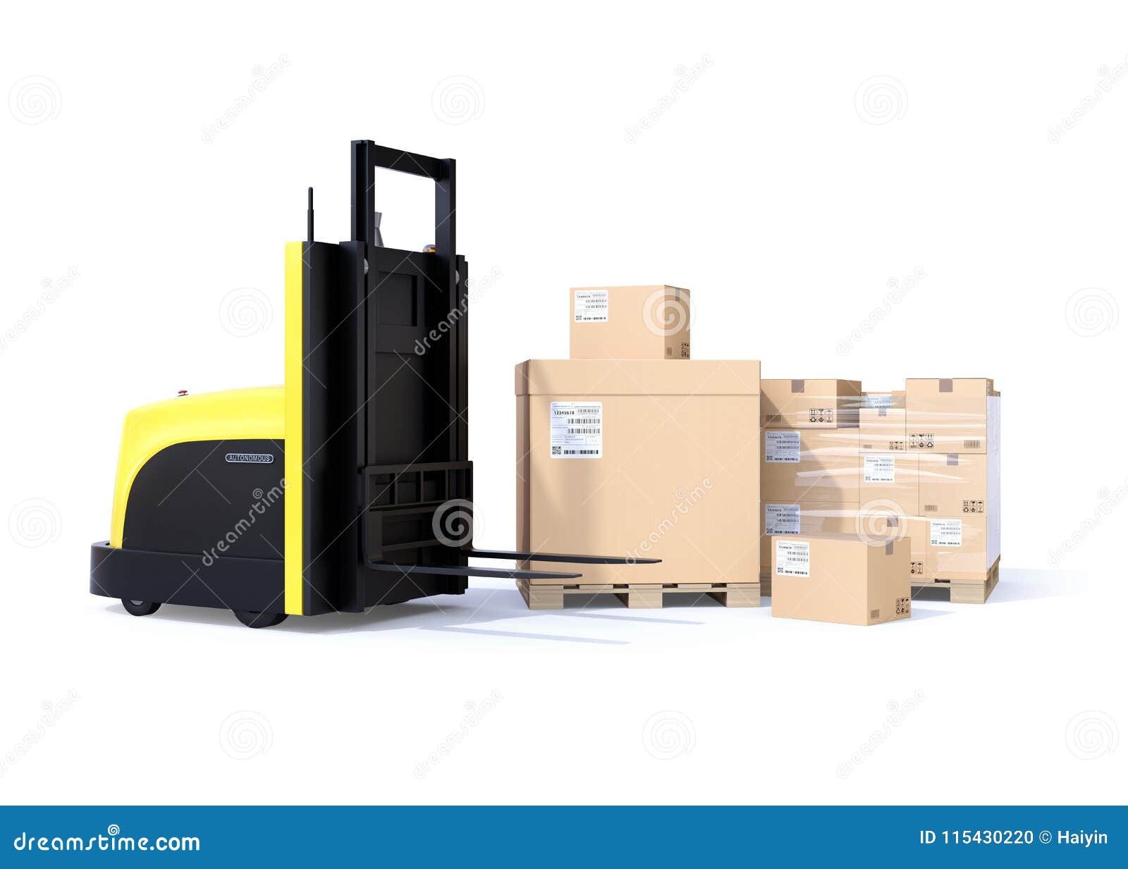 Stack of Brown Cardboard Boxes on Wooden Pallet, Self-driving Forklift ...